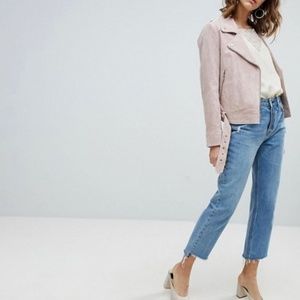 Current Air | Jackets & Coats | Current Air Pink Suede Biker Jacket ...